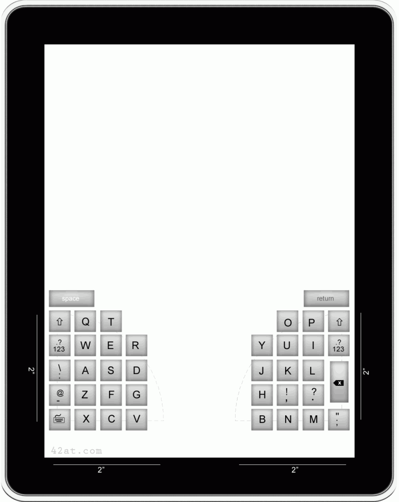 Thumb keyboard concept for the iPad at le accidental occurrence